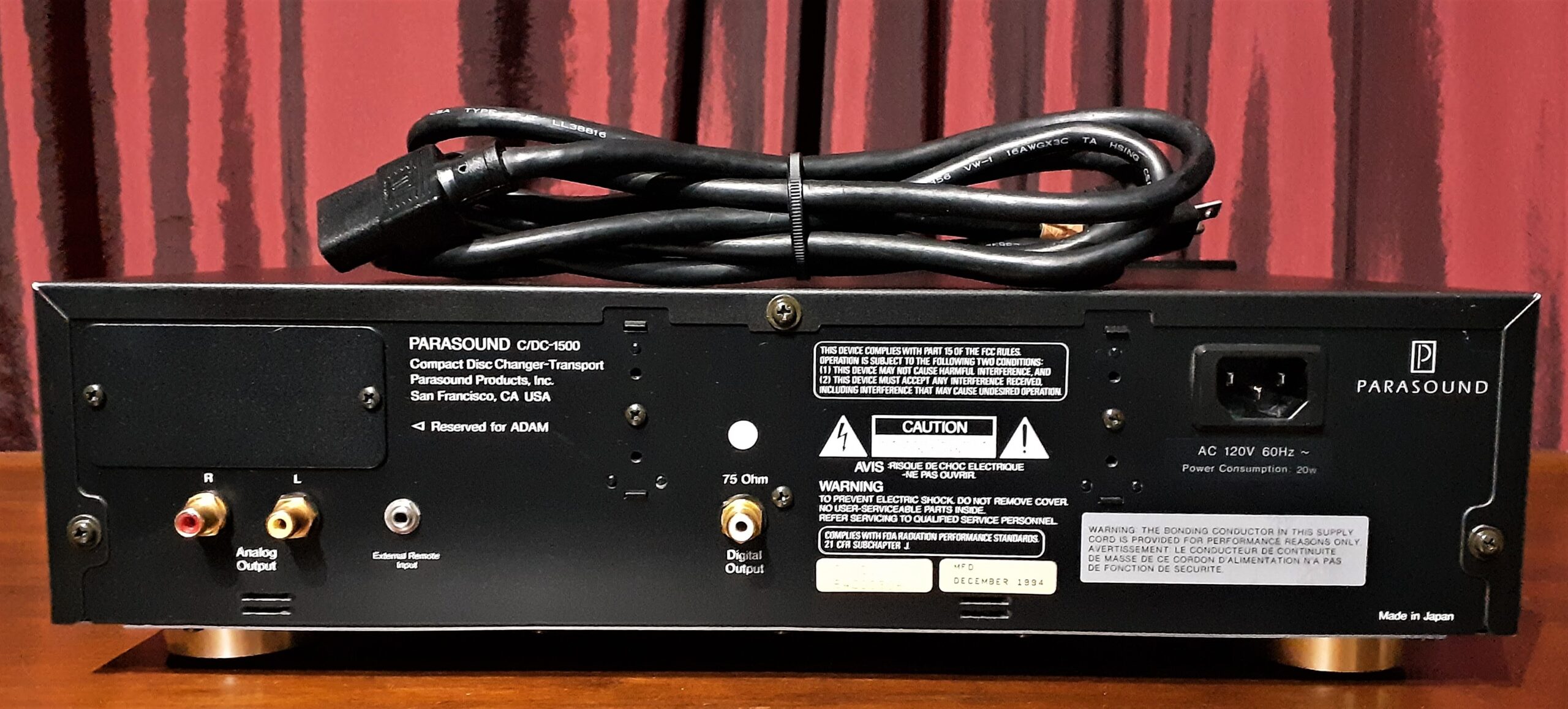 1994 Parasound C/DC-1500 Compact Disc Player Changer CD Player ...