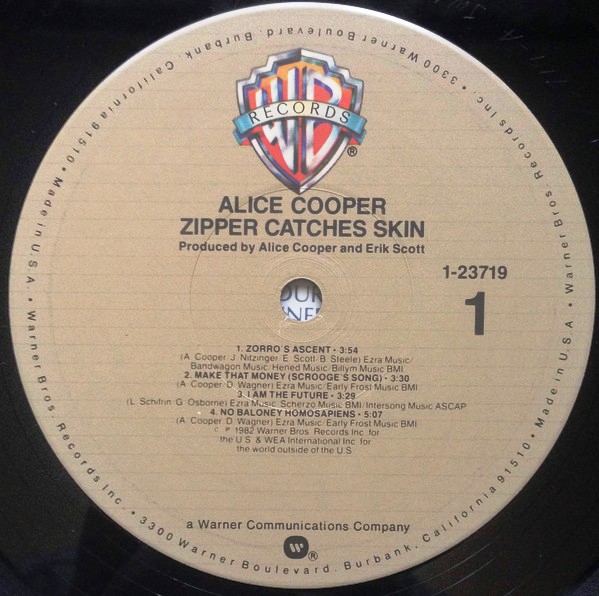 Alice Cooper Zipper Catches Skin First Year Pressing 1982 US Warner ...