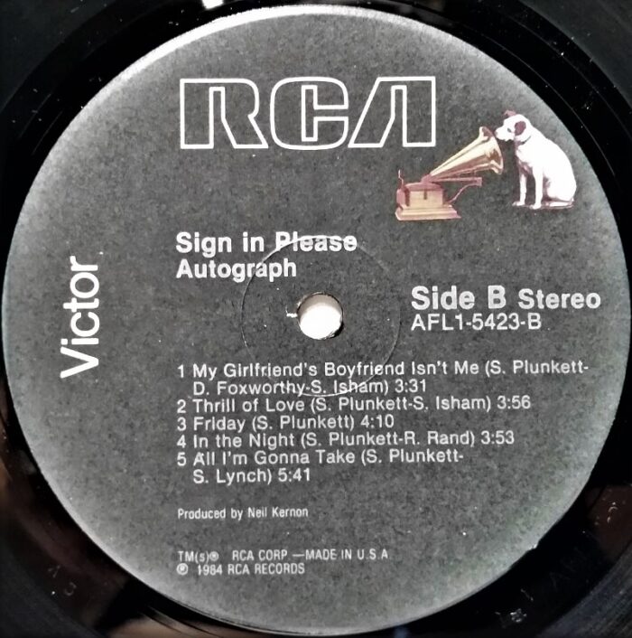 Autograph Sign In Please First Year Pressing 1984 US RCA Records ...