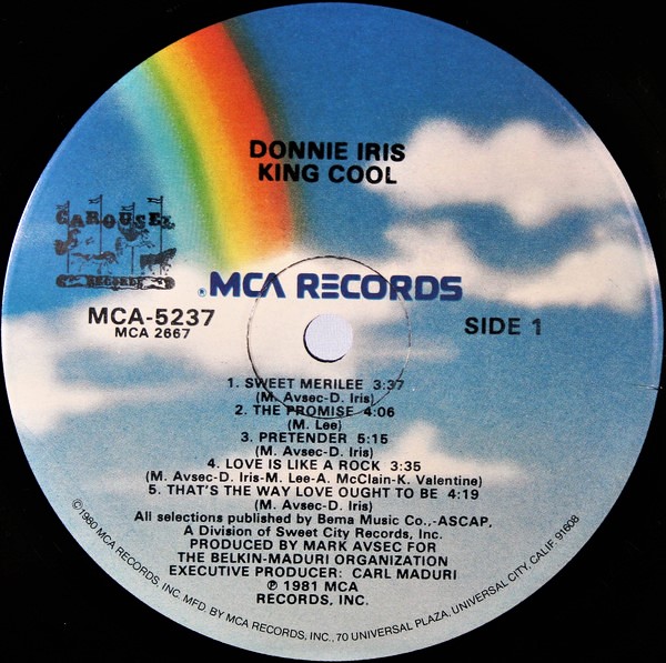 Donnie Iris King Cool First Year Pressing 1981 US Carousel Records MCA Records MCA-5237 Vintage ...