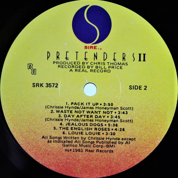 Pretenders Pretenders II First Year Pressing 1981 US Sire SRK 3572 ...