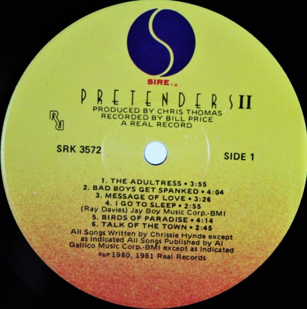 Pretenders Pretenders II First Year Pressing 1981 US Sire SRK 3572 ...