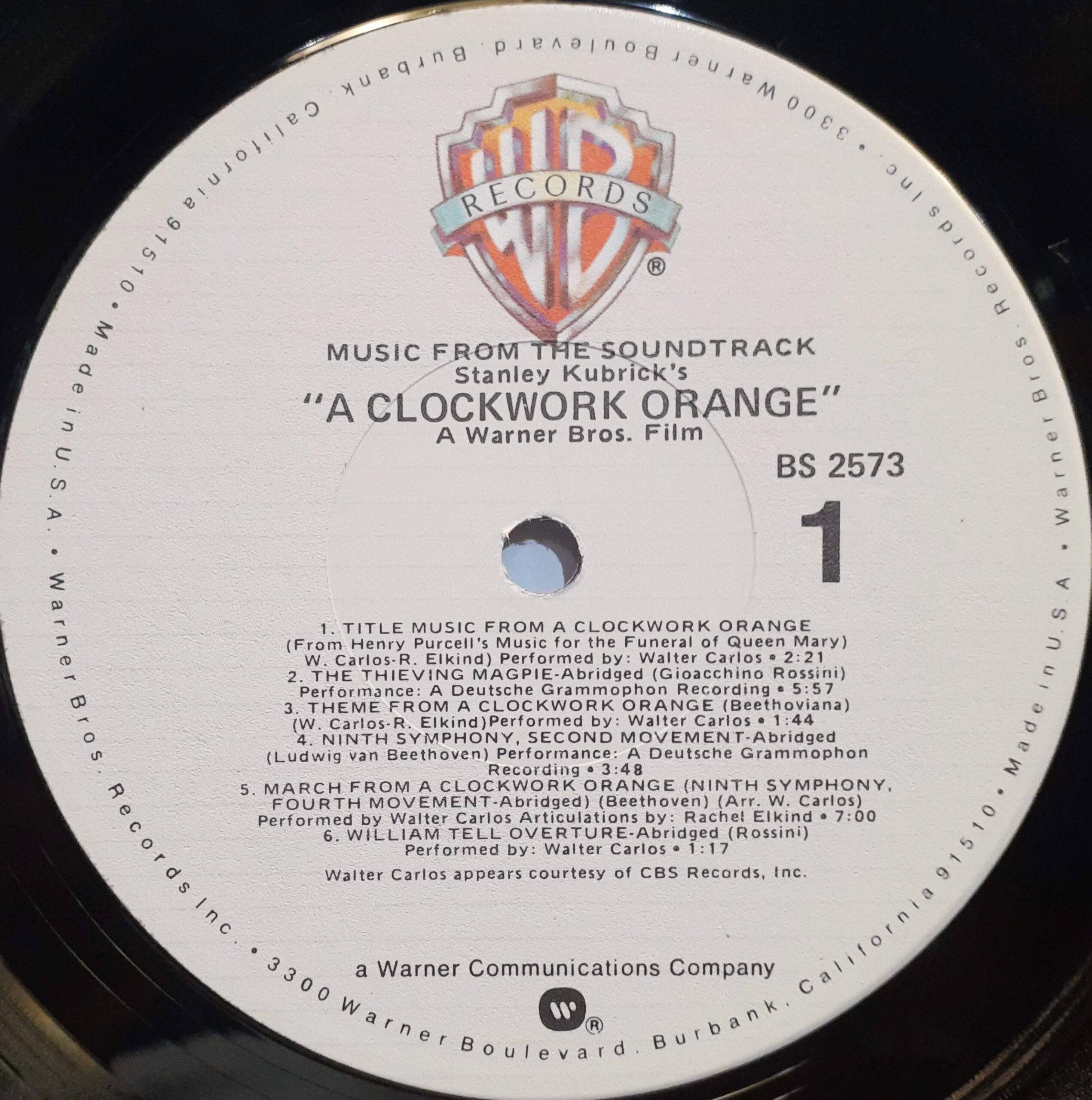 Stanley Kubrick’s A Clockwork Orange 1980 US Warner Bros. Records BS ...