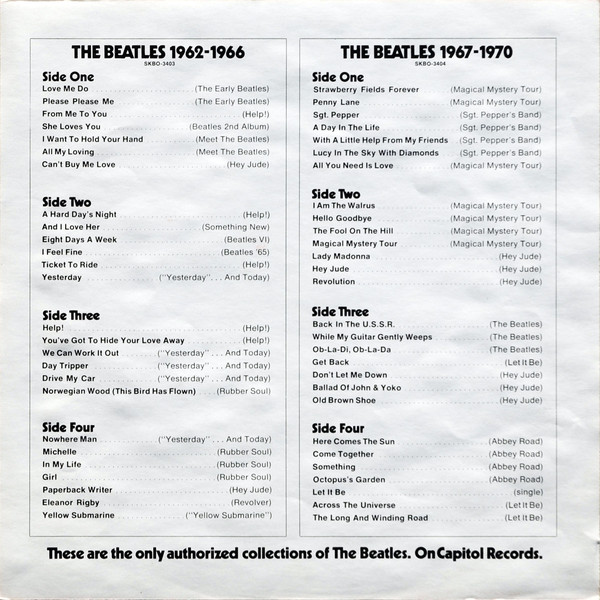 The Beatles 1962-1966 First Year Pressing 1973 US Apple Records SKBO ...