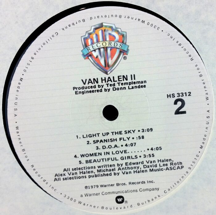 Van Halen Van Halen II First Year Pressing 1979 US Warner Bros. Records ...