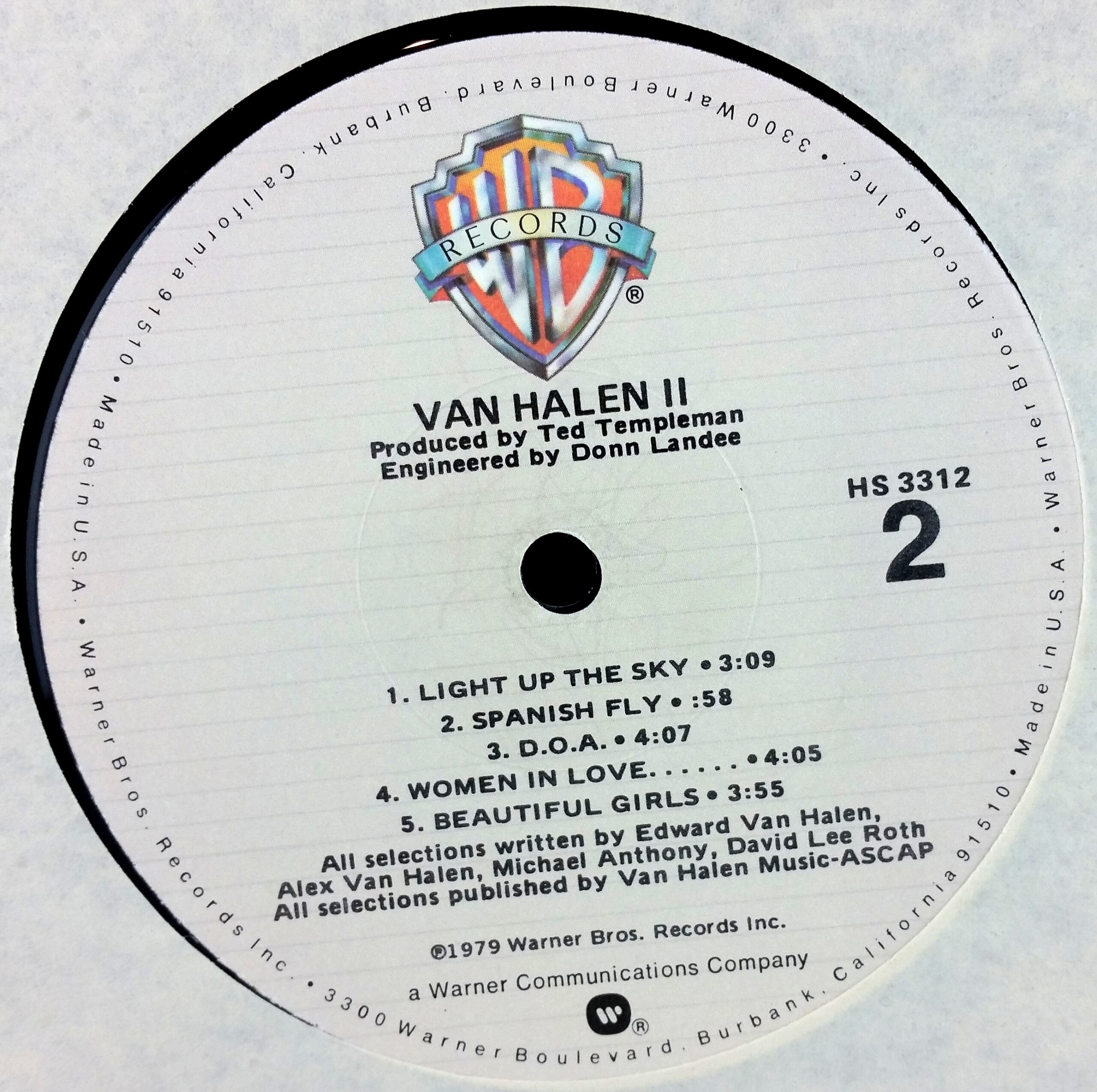 Van Halen Van Halen II First Year Pressing 1979 US Warner Bros. Records ...